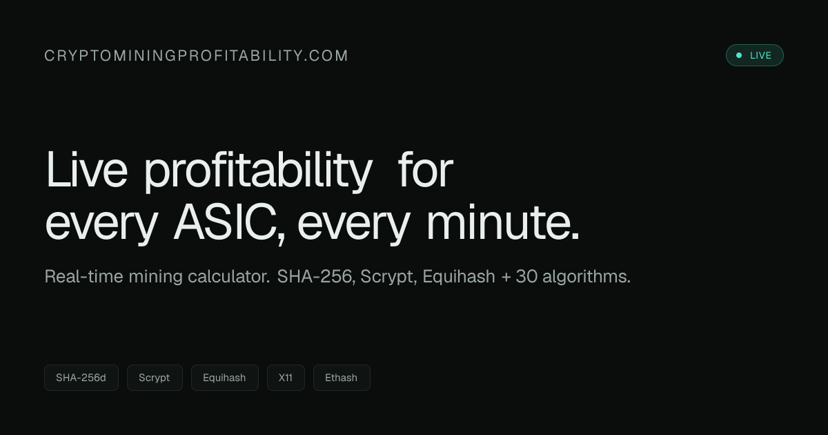Crypto Mining Profitability — Live ASIC Heatmap & Calculator | CMP